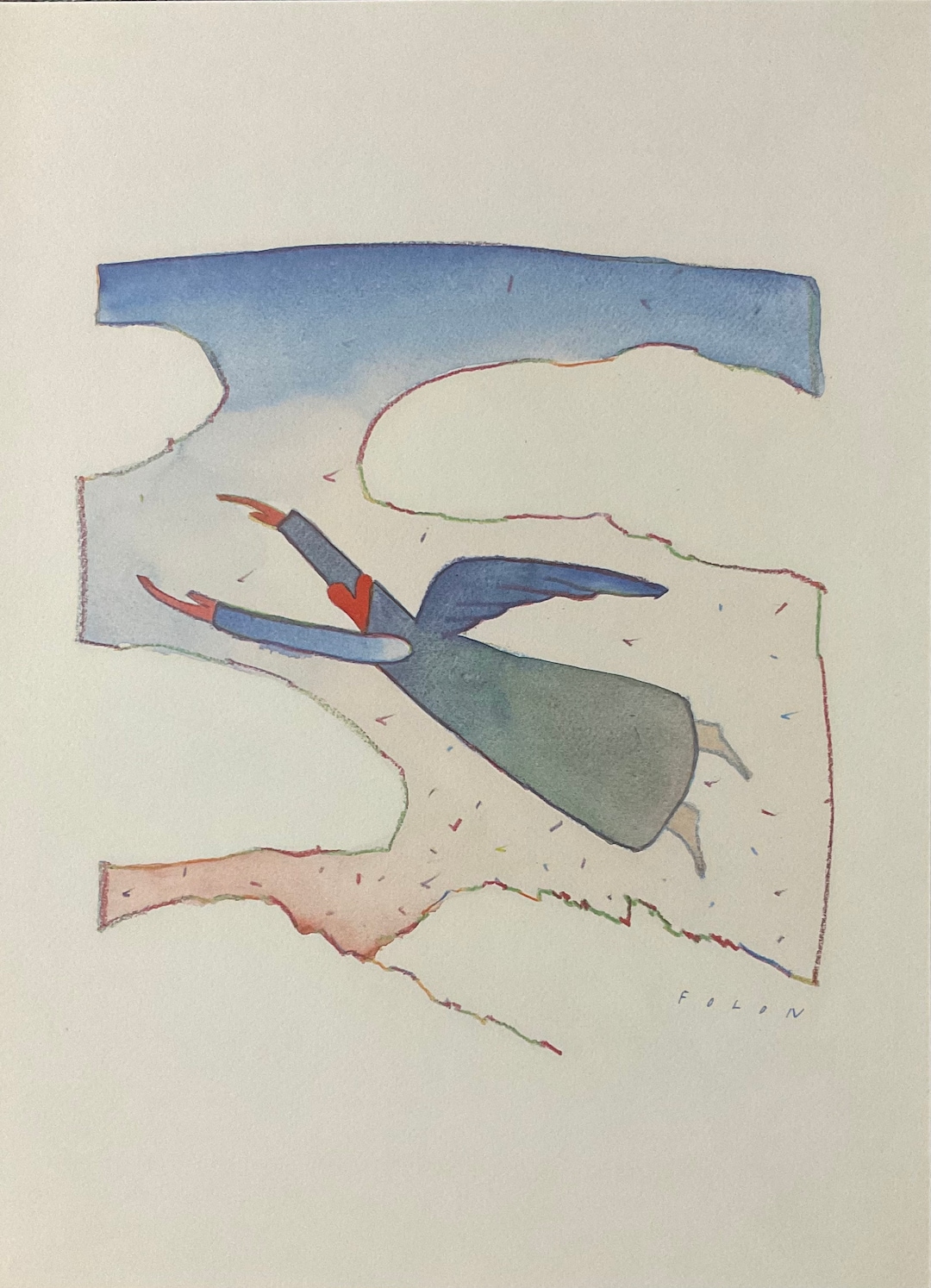 Jean-michel Folon Lithograph Limited Edition 32x24 Cm, Year 1987 - Etsy