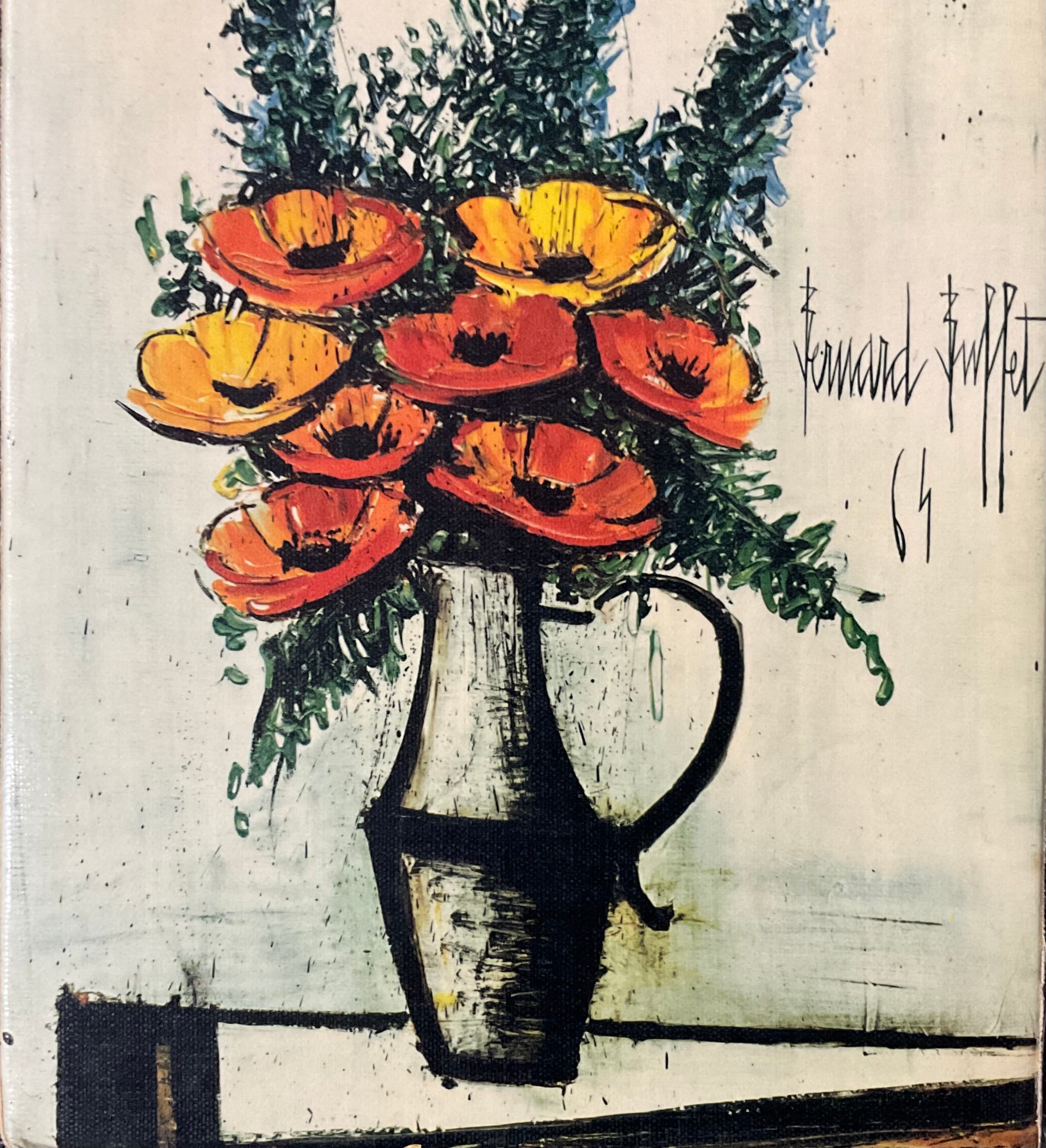 Bernard Buffet 1964 Le Pavots Lithograph on Canvas Limited Edition ...