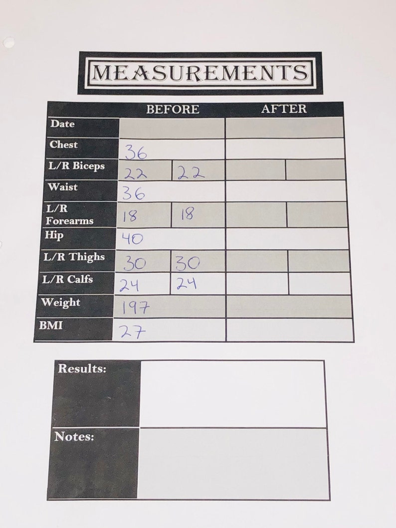 Body Measurement Tracker / Body Measurements Before and After Results ...