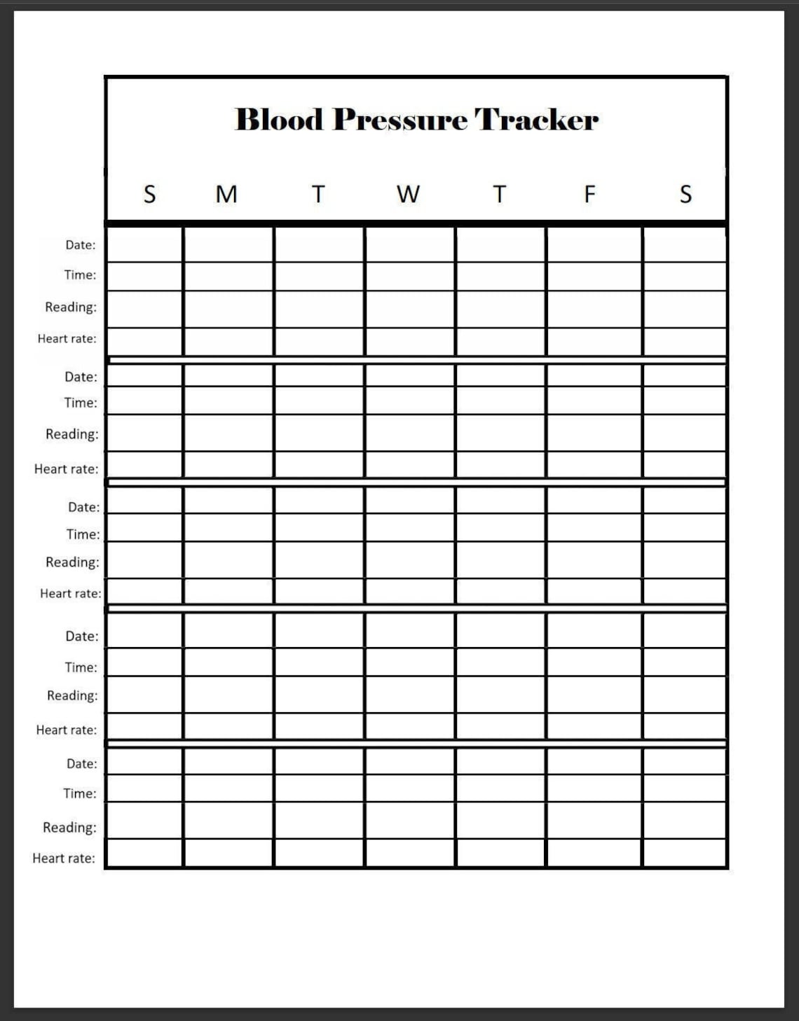 Blood Pressure Tracker / Blood Pressure Graph / Printable - Etsy UK