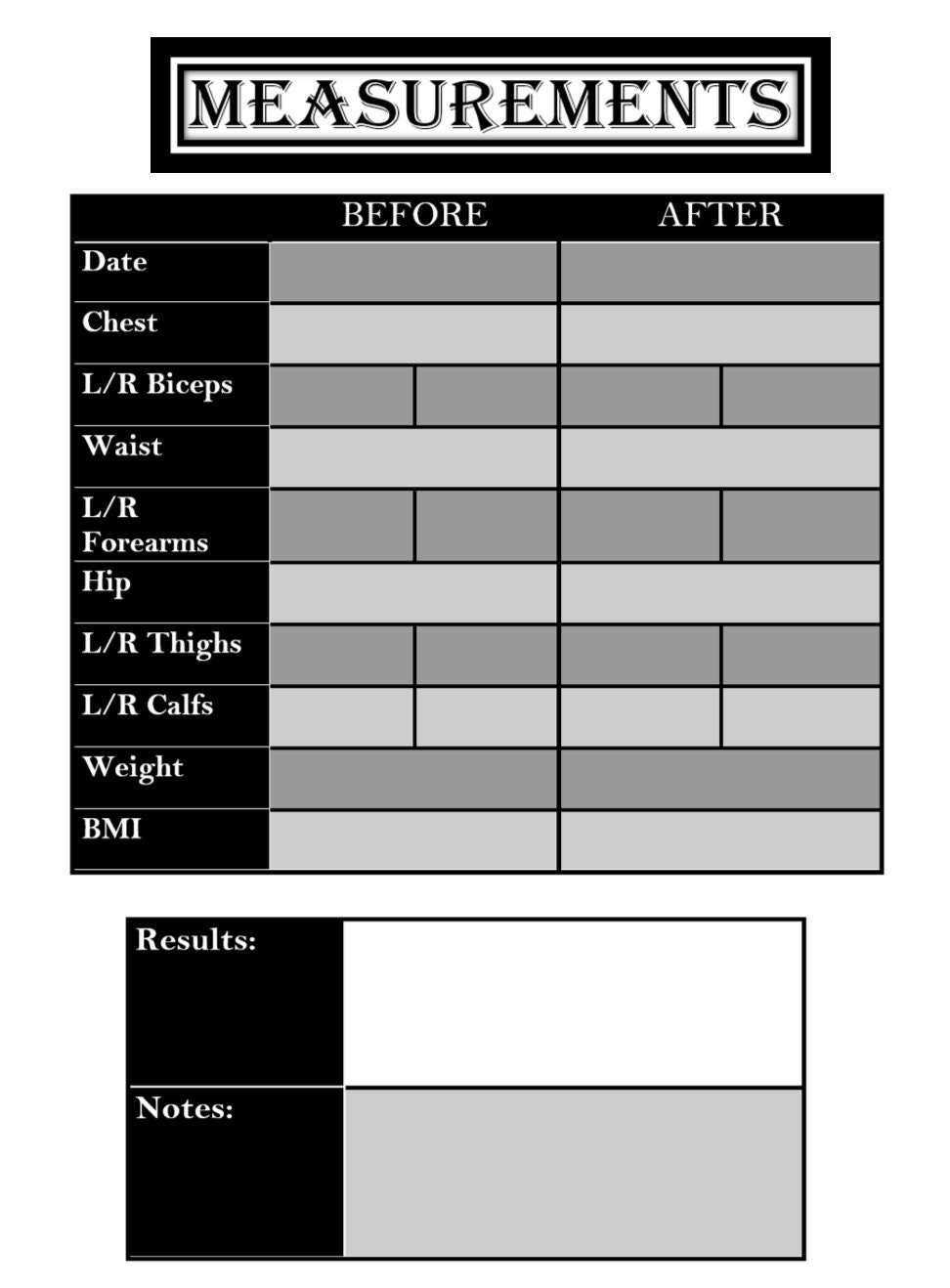 Body Measurement Tracker / Body Measurements Before and After Results ...