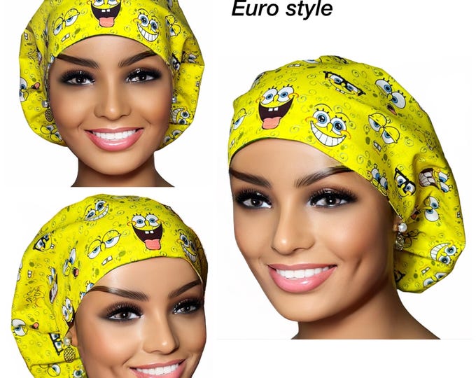 Cartoon Scrub Cap,euro,ponytail, Pixie,surgeon,cotton or Satin Lined ...