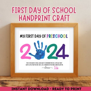 First Day of Preschool Handprint Poem Keepsake for Parents Instant ...