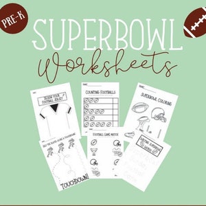 Super Bowl Digital Download Worksheets Preschool - Etsy