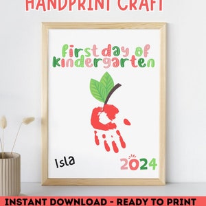 First Day of Kindergarten Apple Handprint Digital Download PDF - Etsy