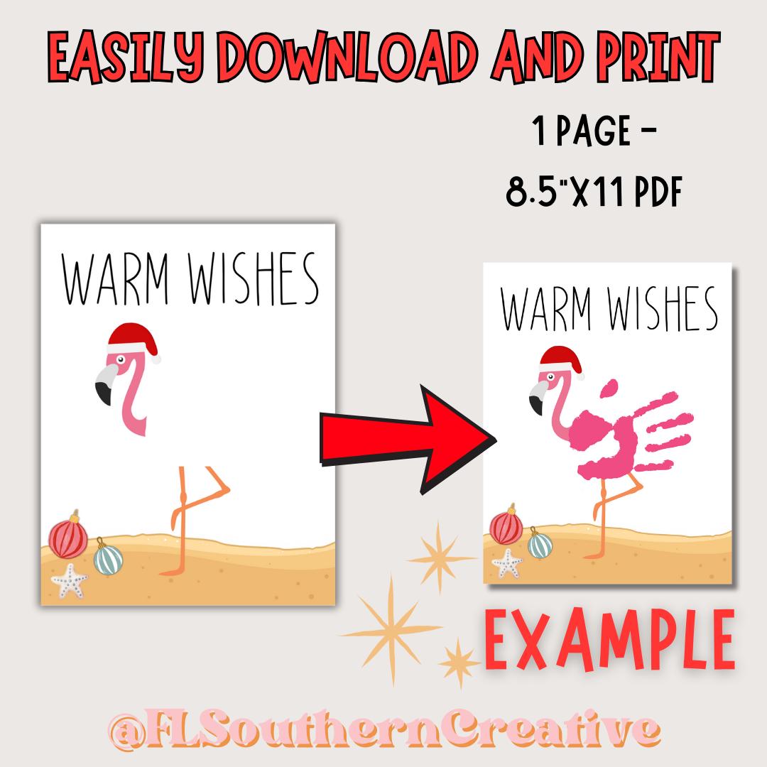 Christmas Handprint Craft for Kids Instant Download Flamingo Holiday ...