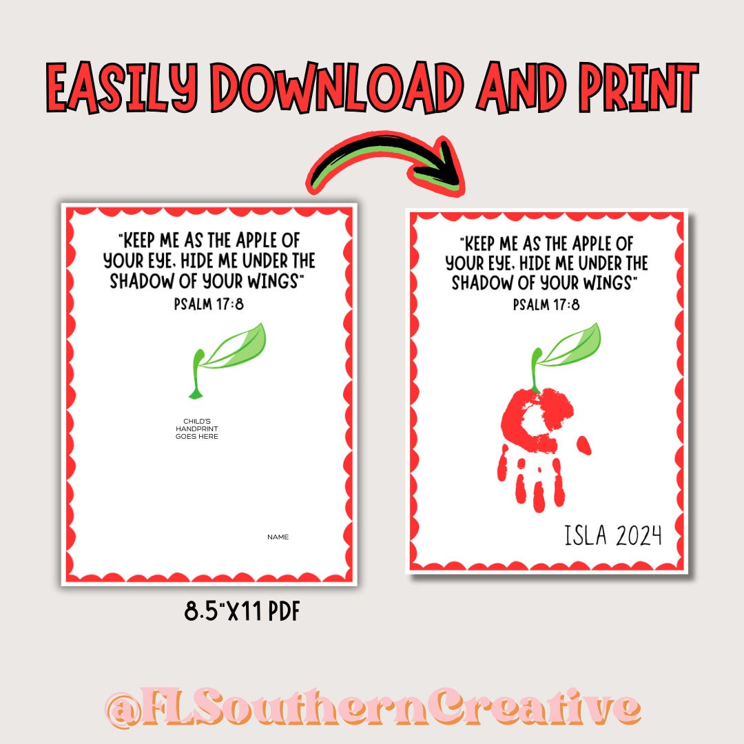 Christian Apple Handprint Craft PDF Download | Printable | 8.5x11 ...