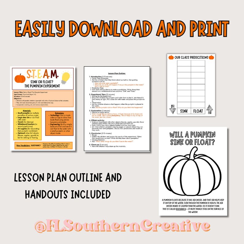 Pumpkin Science Experiment Lesson Plan for Preschool Sink or Float ...