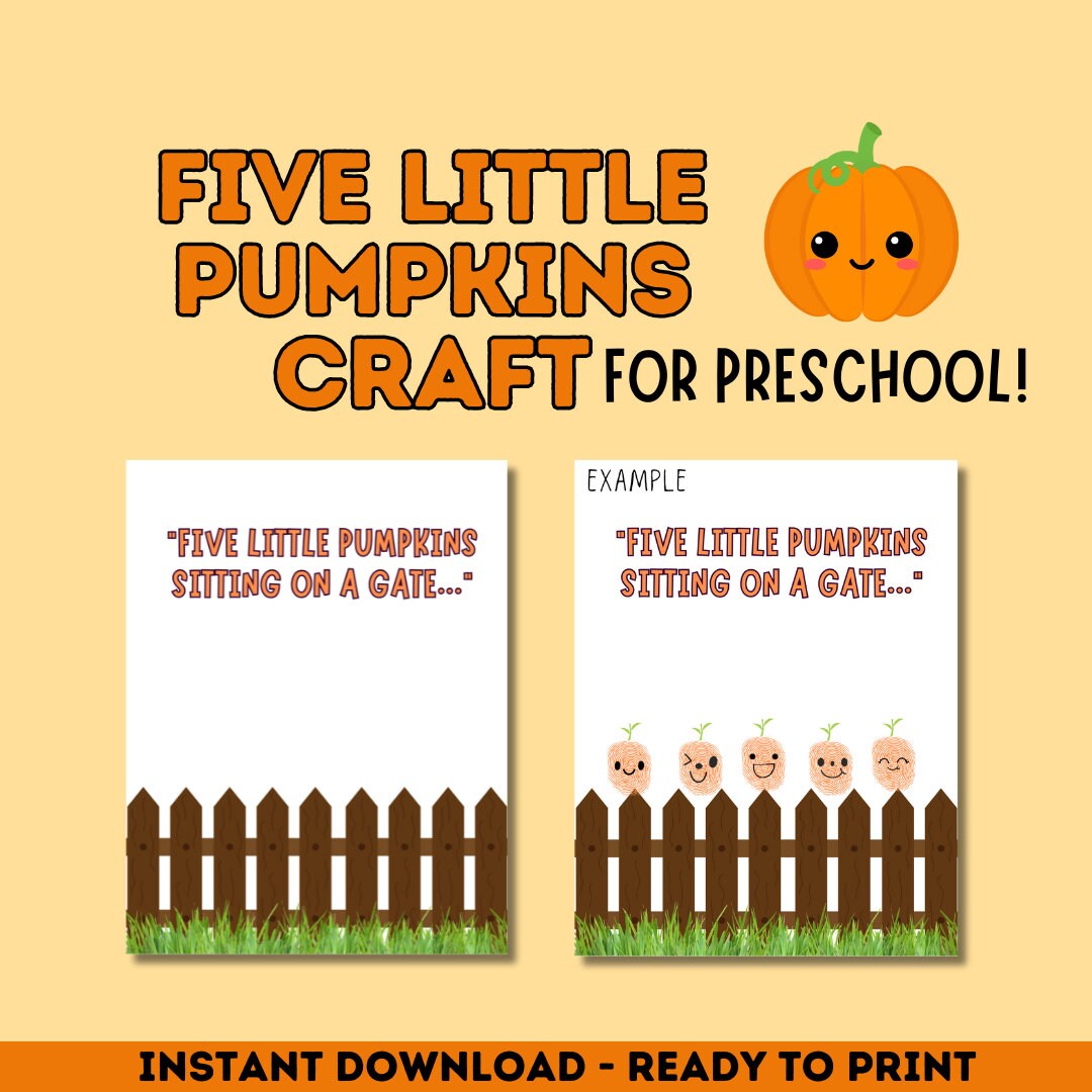 Instant Download - "five Little Pumpkins" Craft - 8.5"x11" PDF | Poem ...
