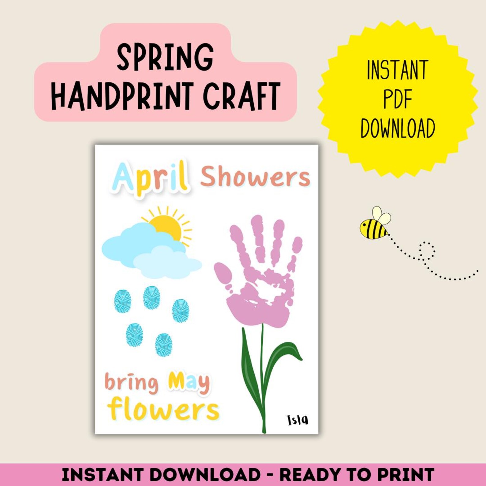 April Showers Bring May Flowers Handprint Craft| April | Instant ...