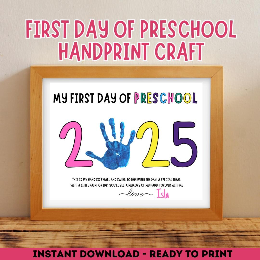 First Day of Preschool Handprint Poem | Keepsake for Parents | Instant ...