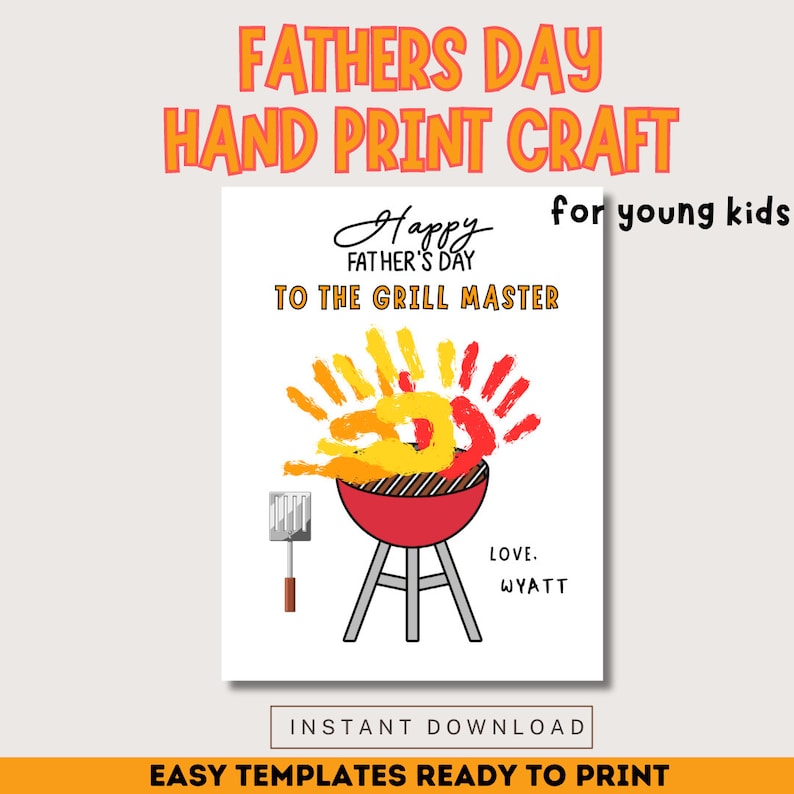 Fathers Day Handprint Craft Grill Digital Print Download - Etsy