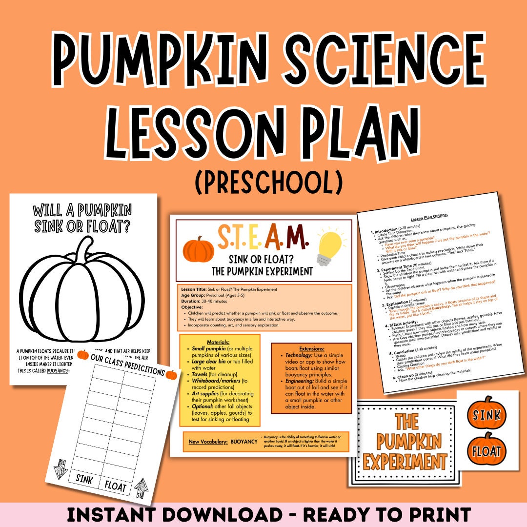 Pumpkin Science Experiment Lesson Plan for Preschool Sink or Float ...