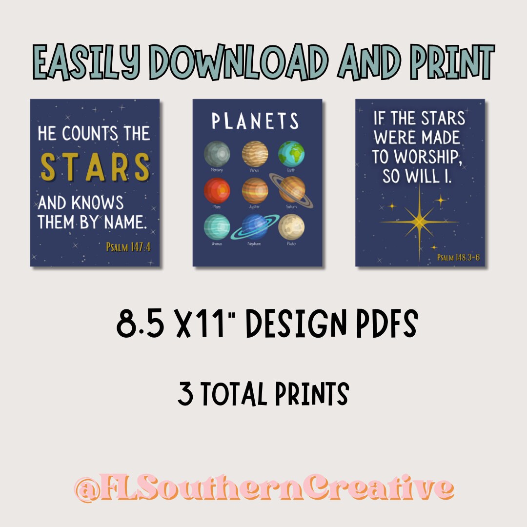 Planets Scripture /classroom Posters | Religious Solar System Printable ...