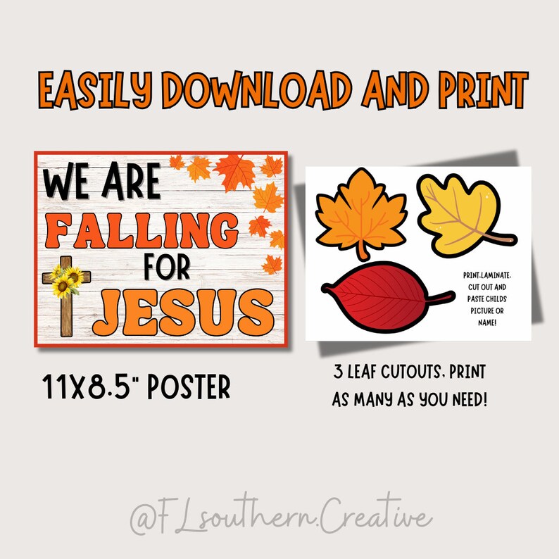 We Are Falling for Jesus Classroom Poster With Leaf Cutouts (PDF) - Etsy