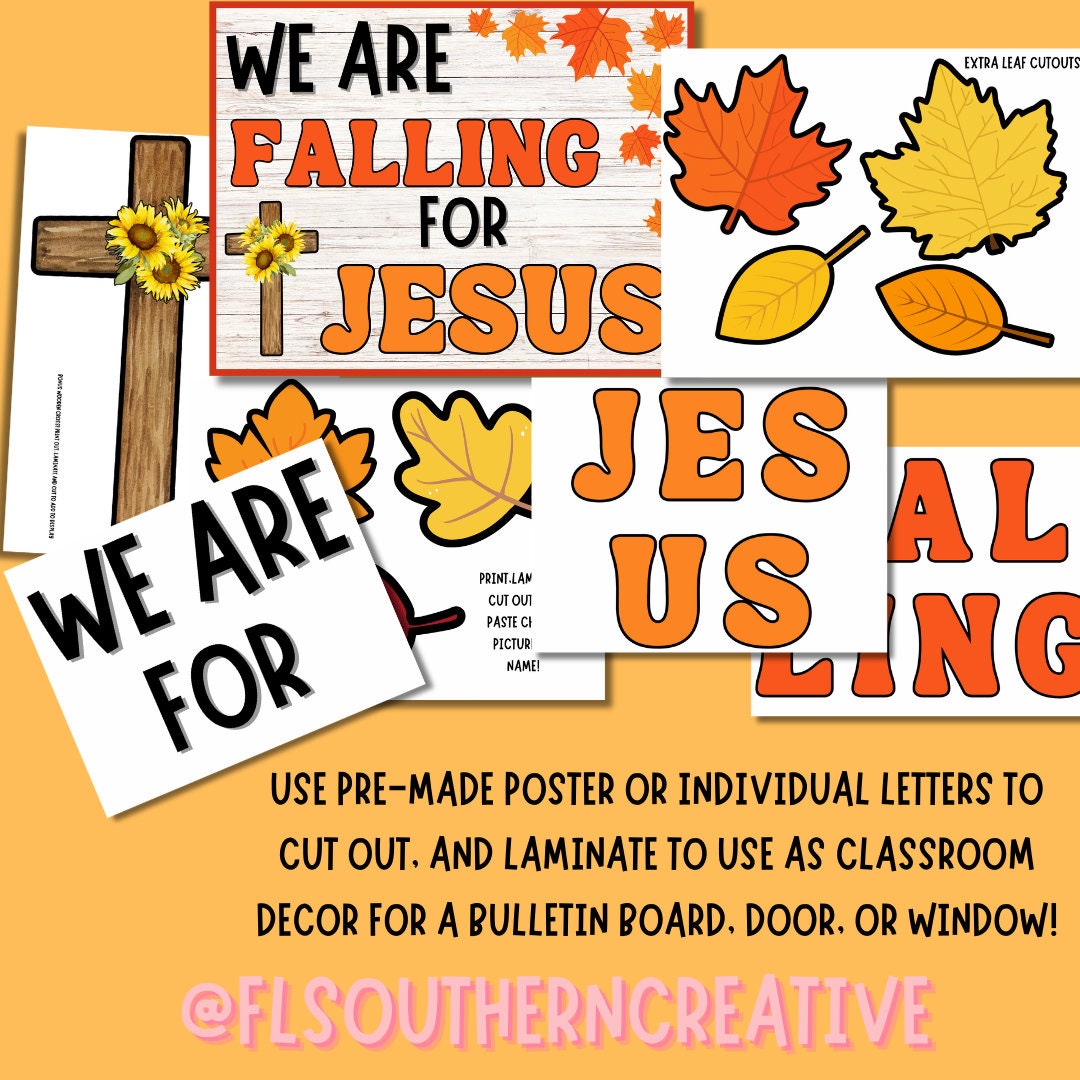 We Are Falling for Jesus Classroom Poster With Leaf Cutouts (PDF) - Etsy