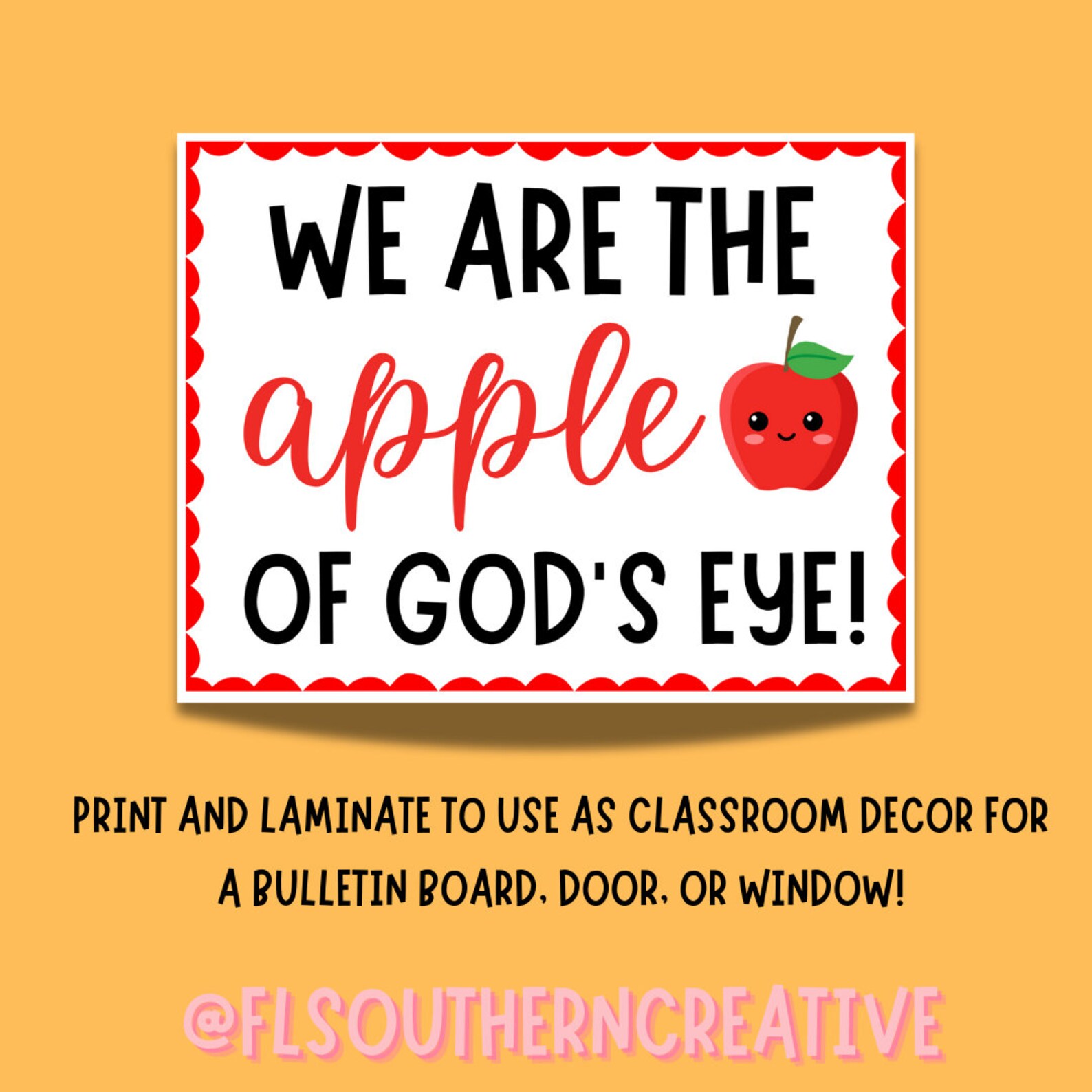 Apple of God's Eye Classroom Poster: Fall Bulletin Board Decor (PDF) - Etsy
