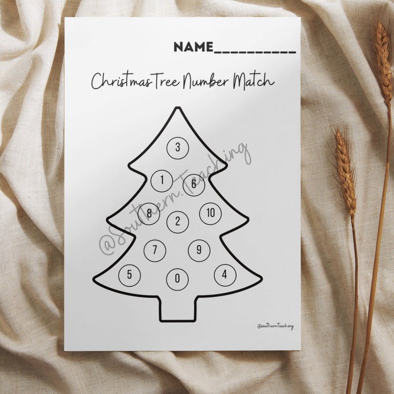 Christmas Tree Number Dot Sticker Matching Worksheet. Fine Motor Number ...