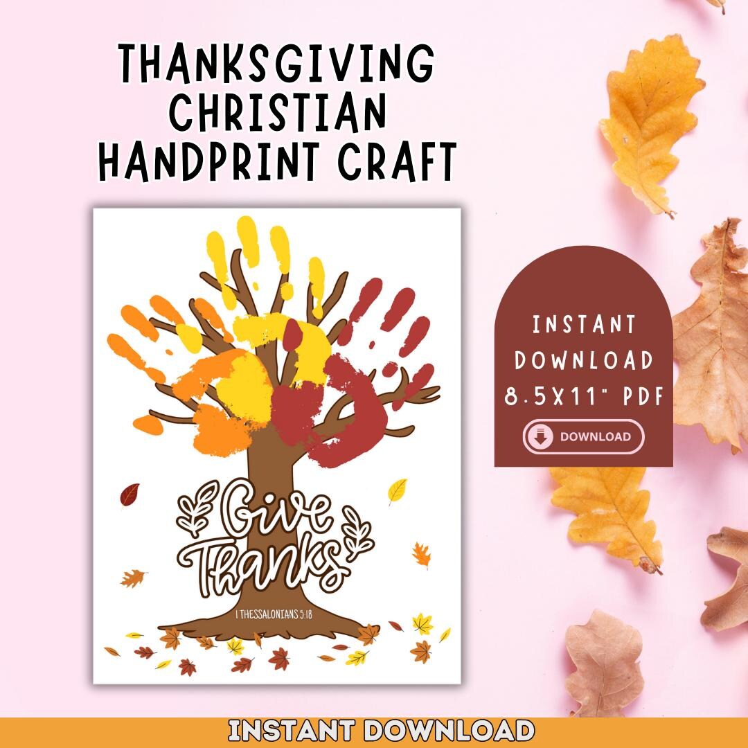 Give Thanks Thanksgiving Christian Handprint Tree Craft | 8.5x11 ...