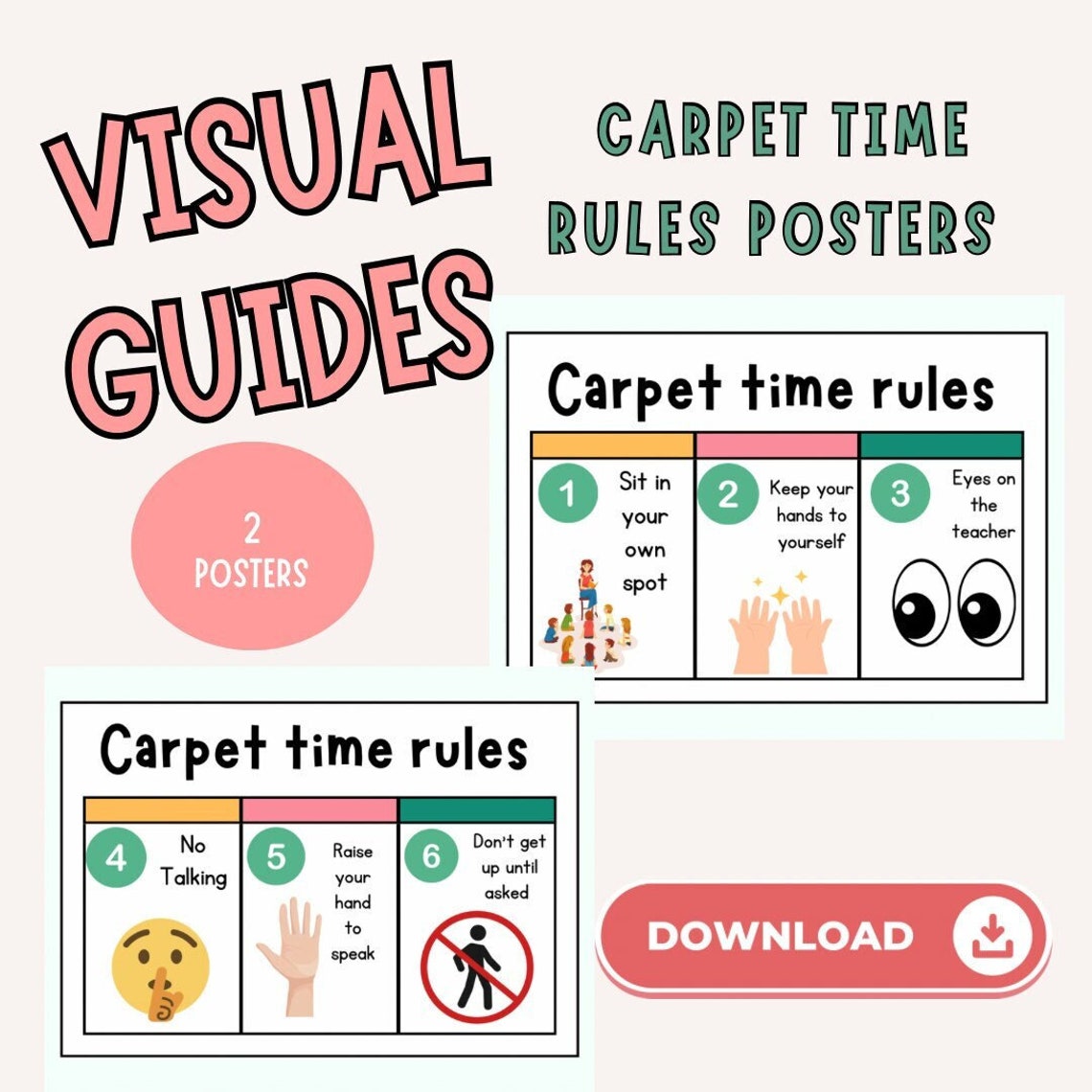 Carpet and Circle Time Visual Guide Posters for Classroom, Preschool ...