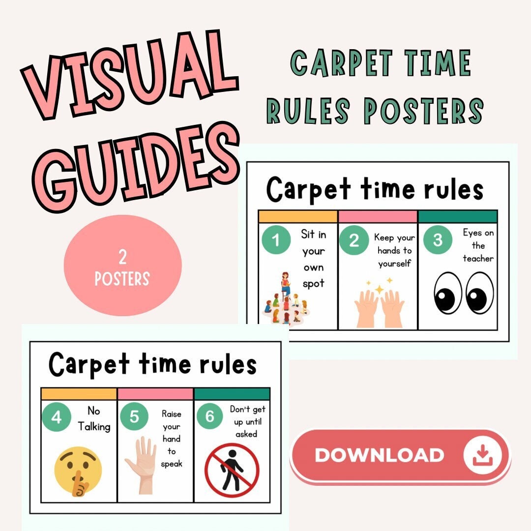 Carpet and Circle Time Visual Guide Posters for Classroom, Preschool ...