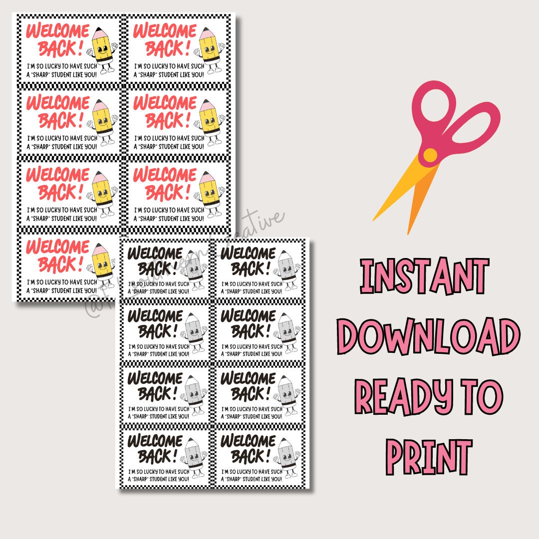 Back to School Pencil Gift Tags: Sharp Student Printable (PDF) - Etsy
