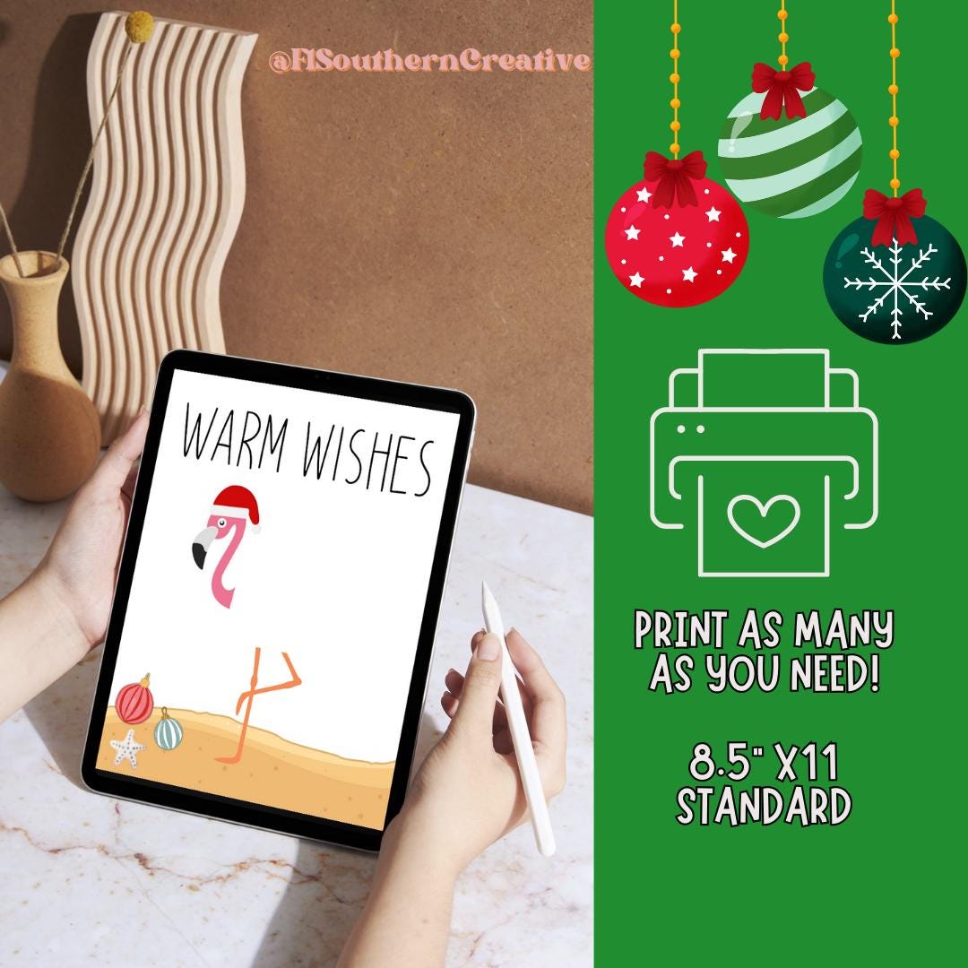 Christmas Handprint Craft for Kids Instant Download Flamingo Holiday ...