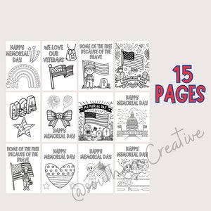 Memorial Day Coloring for Kids, 15 Pages, Ready to Color, Instant ...