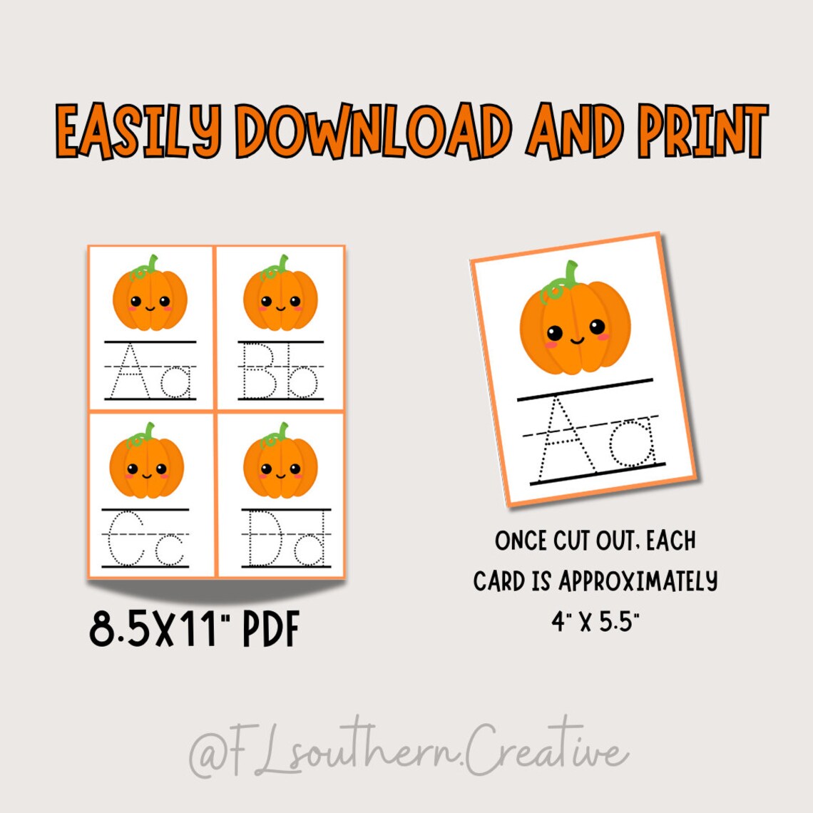 Pumpkin ABC Tracing Cards| Instant Download| Letter Practice| PDF for ...