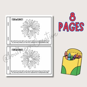 Fourth of July Mini Book for Kids: Coloring, USA Facts, Preschool ...