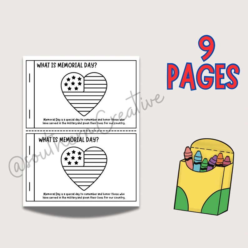Memorial Day Mini Book: Kids Coloring & Facts (PDF Download) - Etsy