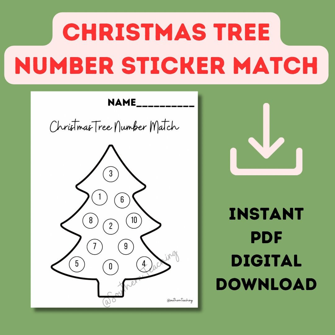 Christmas Tree Number Dot Sticker Matching Worksheet. Fine Motor Number ...