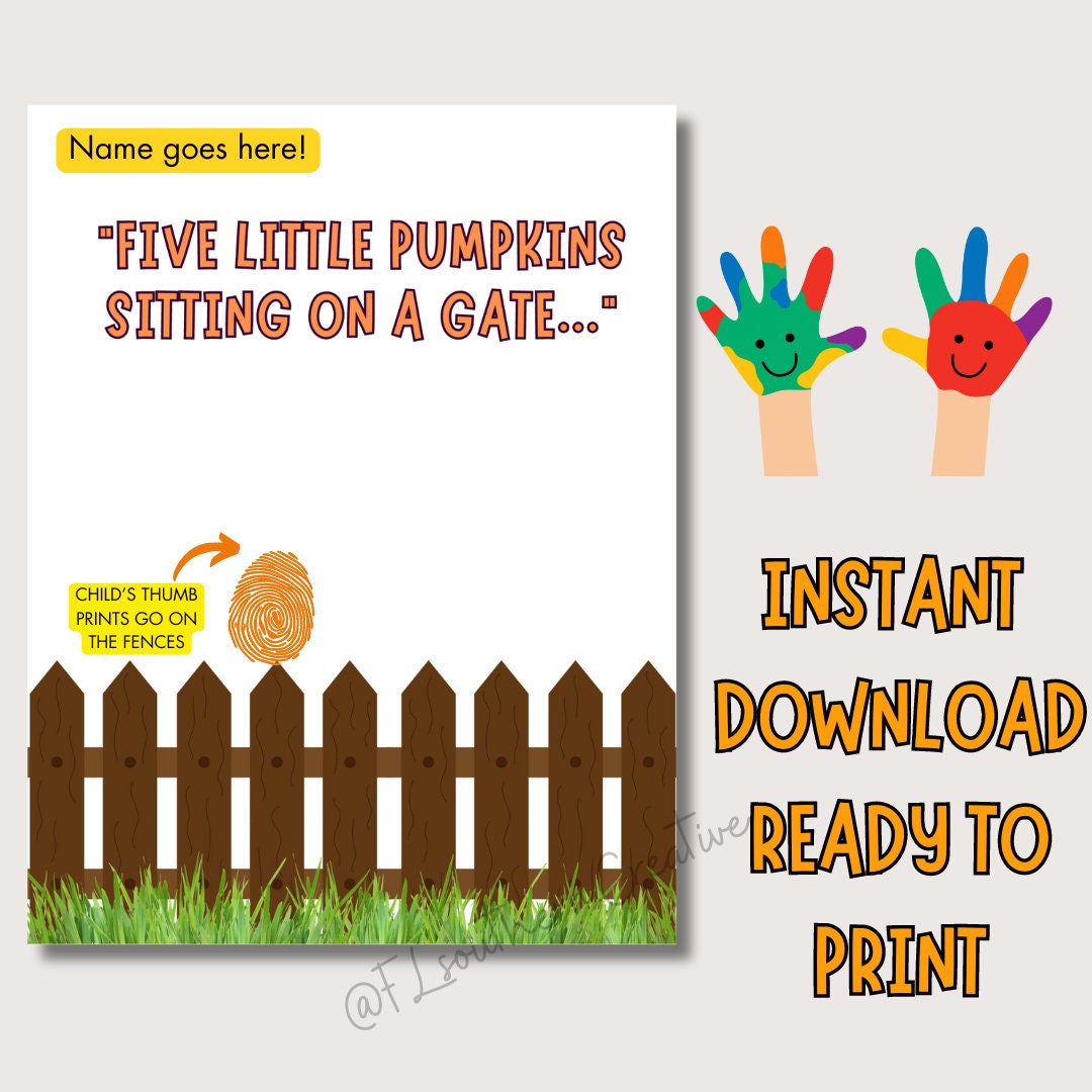 Instant Download - "five Little Pumpkins" Craft - 8.5"x11" PDF | Poem ...