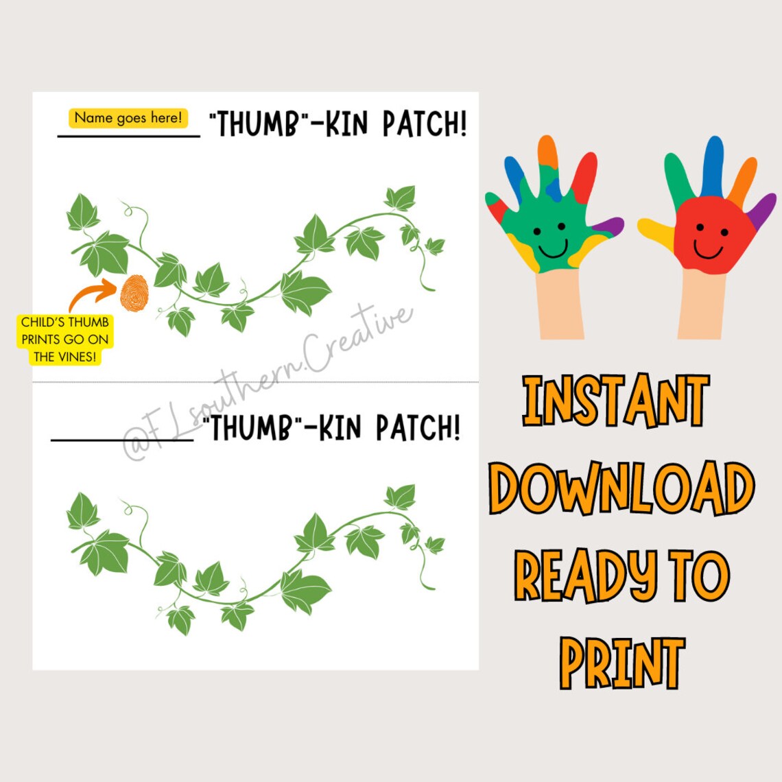 Instant Download - "thumpkin" Patch Craft - 8.5"x11" PDF for Kids ...