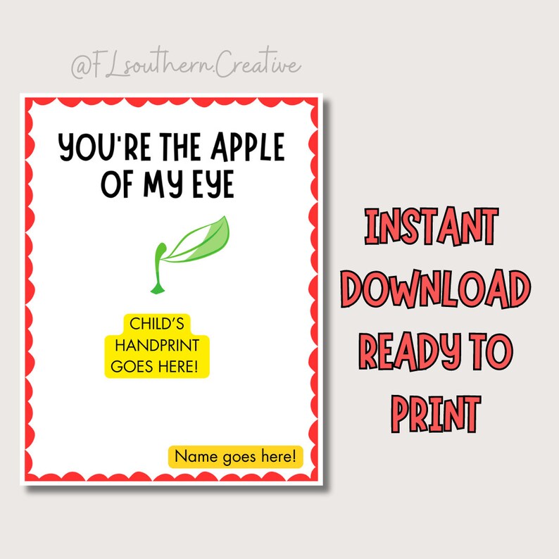 Apple Handprint Craft PDF Download | 4-page Printable | 8.5x11" - Etsy