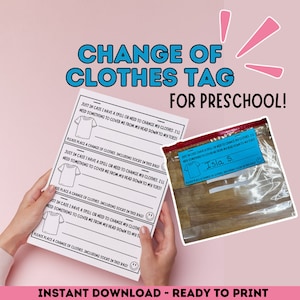 Instant Download - Preschool Change of Clothes Tag - 8.5"x11" PDF - Etsy