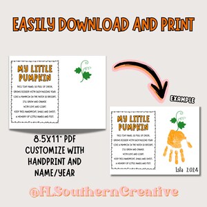 Pumpkin Handprint Poem and Craft 11x8.5 PDF for Kids & Preschool Fall ...