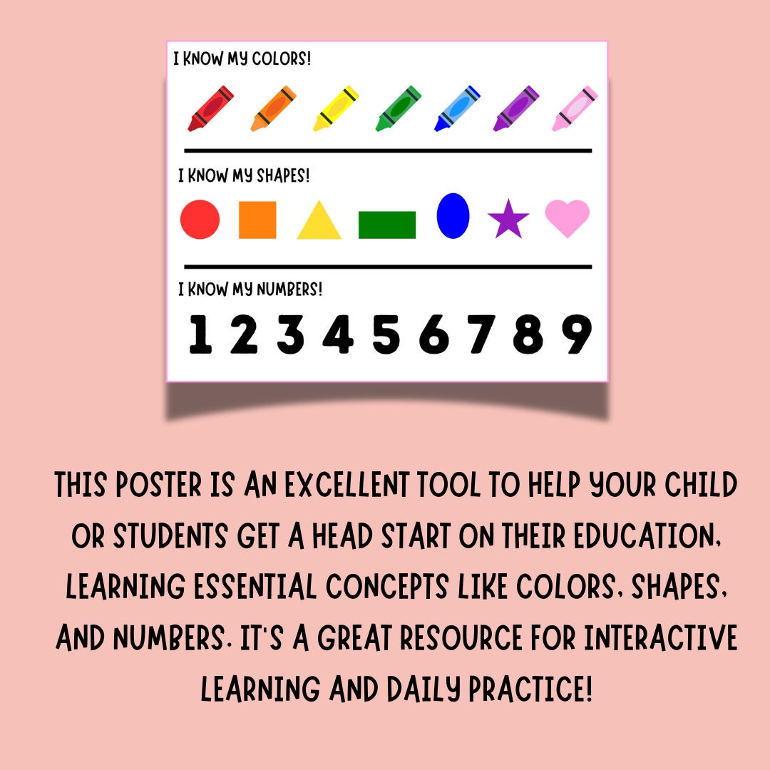 Instant Download - Basic Knowledge Preschool Poster - 11"x8.5" PDF ...
