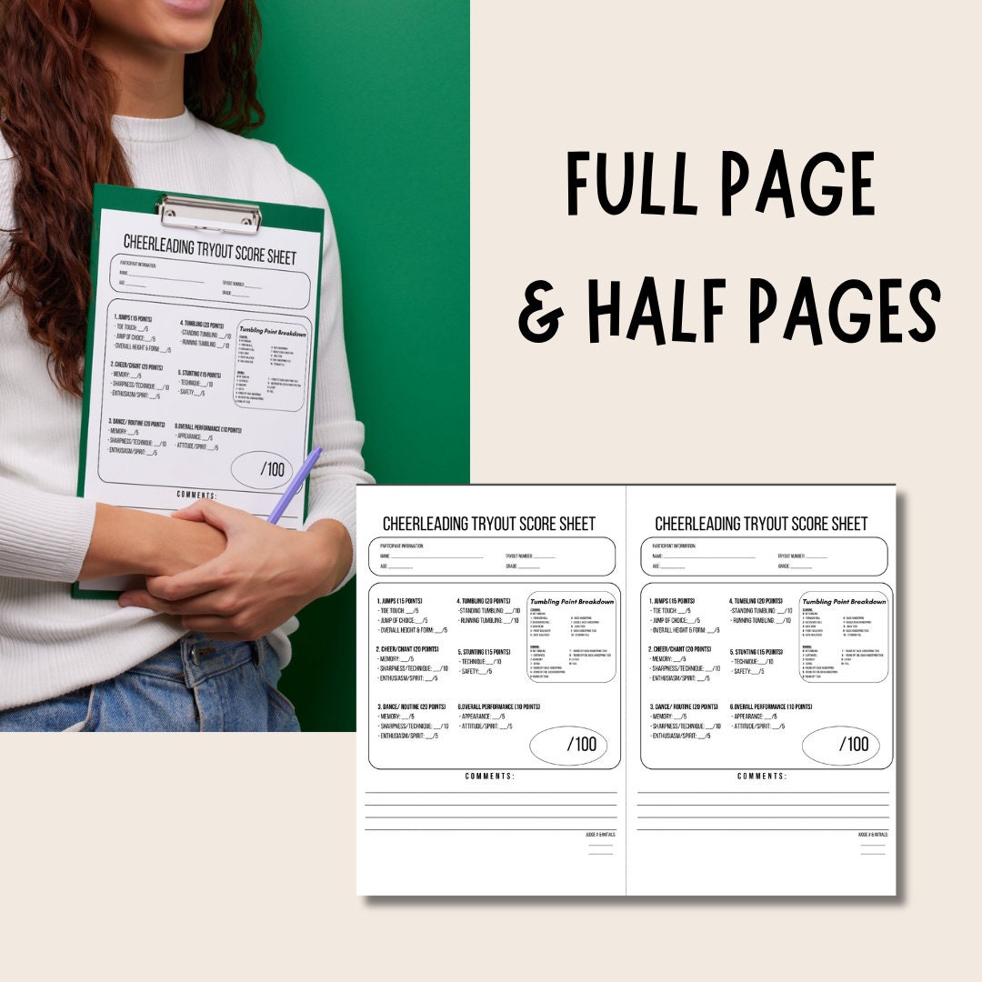 Cheerleading Tryout Score Sheet Form Instant Download - Etsy
