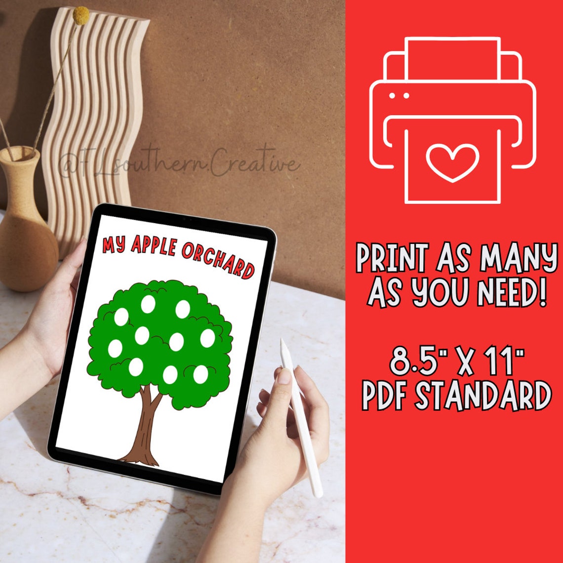 Instant Download - Apple Orchard Thumbprint Craft - 8.5"x11" PDF ...