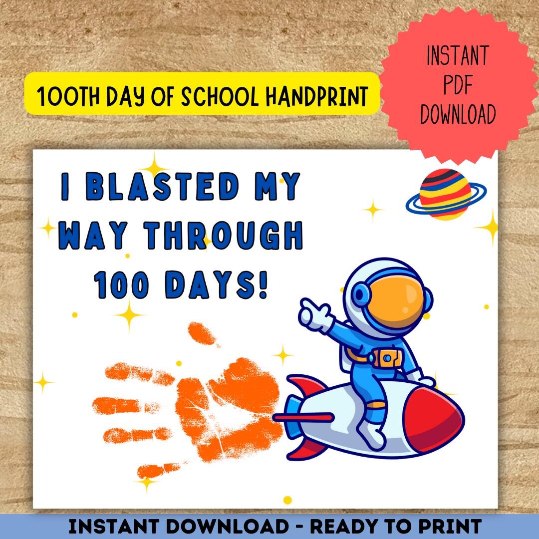 100th Day of School Instant Digital PDF Download - Outer Space Themed ...