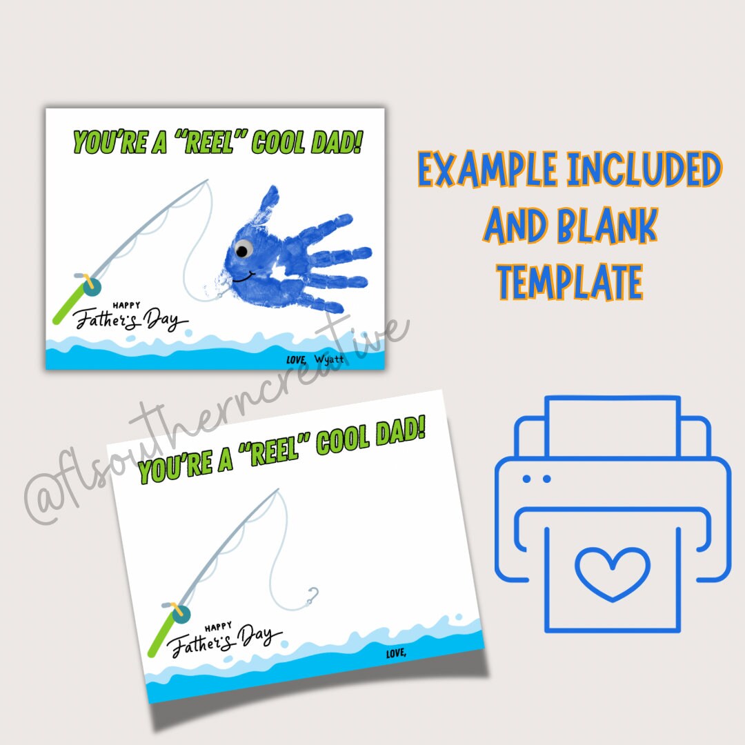 Fathers Day Handprint “you’re a Reel Cool Dad” Fishing Inspired ...