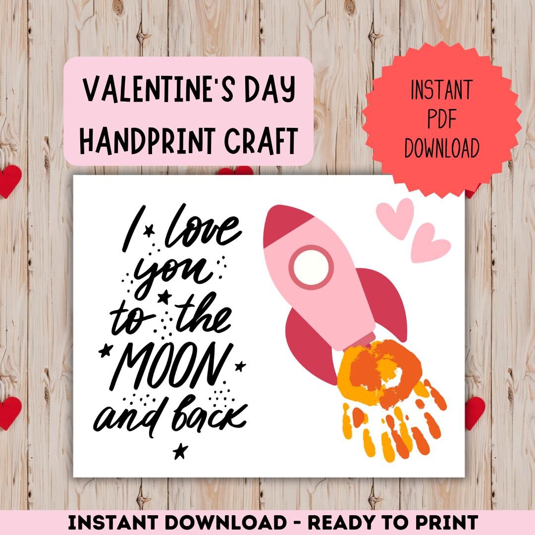 Valentine’s Day Handprint Rocketship Craft – Instant PDF Download - I ...