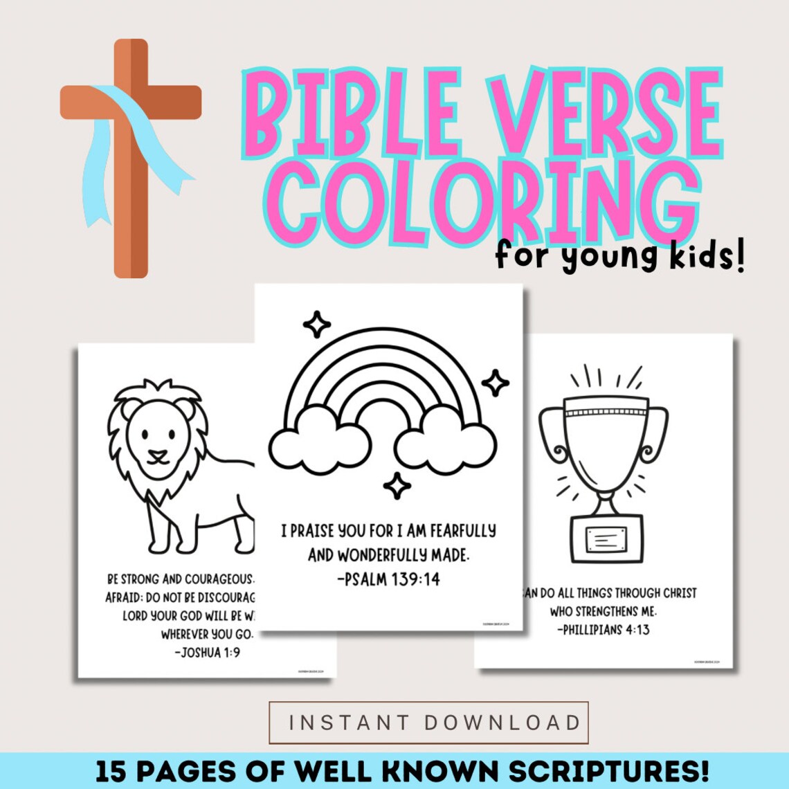 Toddlers' Bible Verses Coloring Pages, Instant Digital Download for VBS ...
