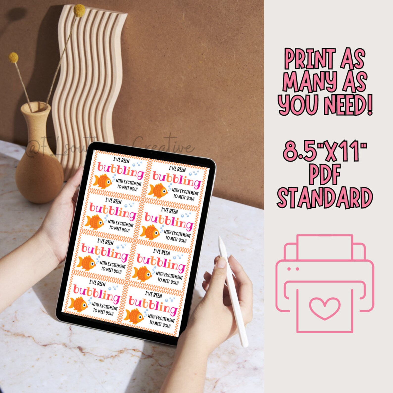 Bubble Gift: i Am Bubbling With Excitement to Meet You Tags Instant ...