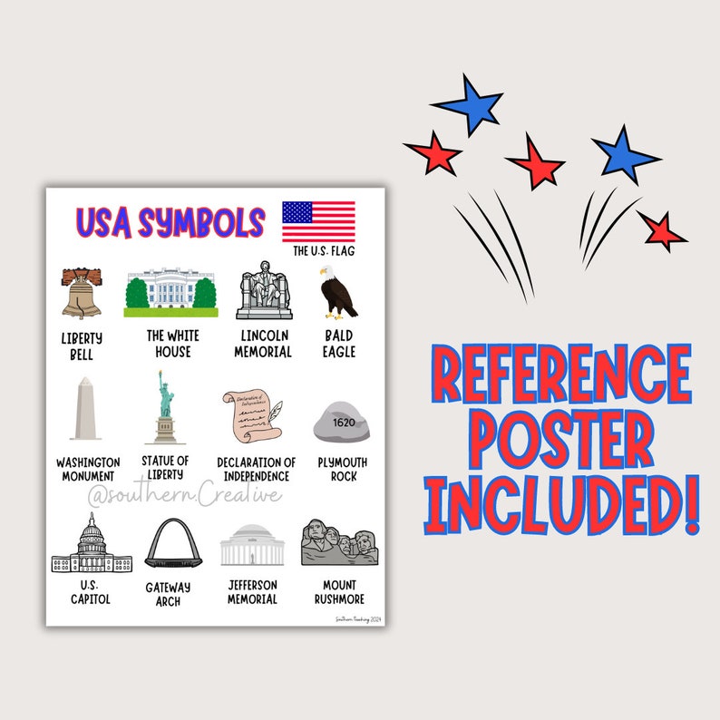 USA Symbols Flashcards & Matching Learning - INSTANT PDF Download - Etsy