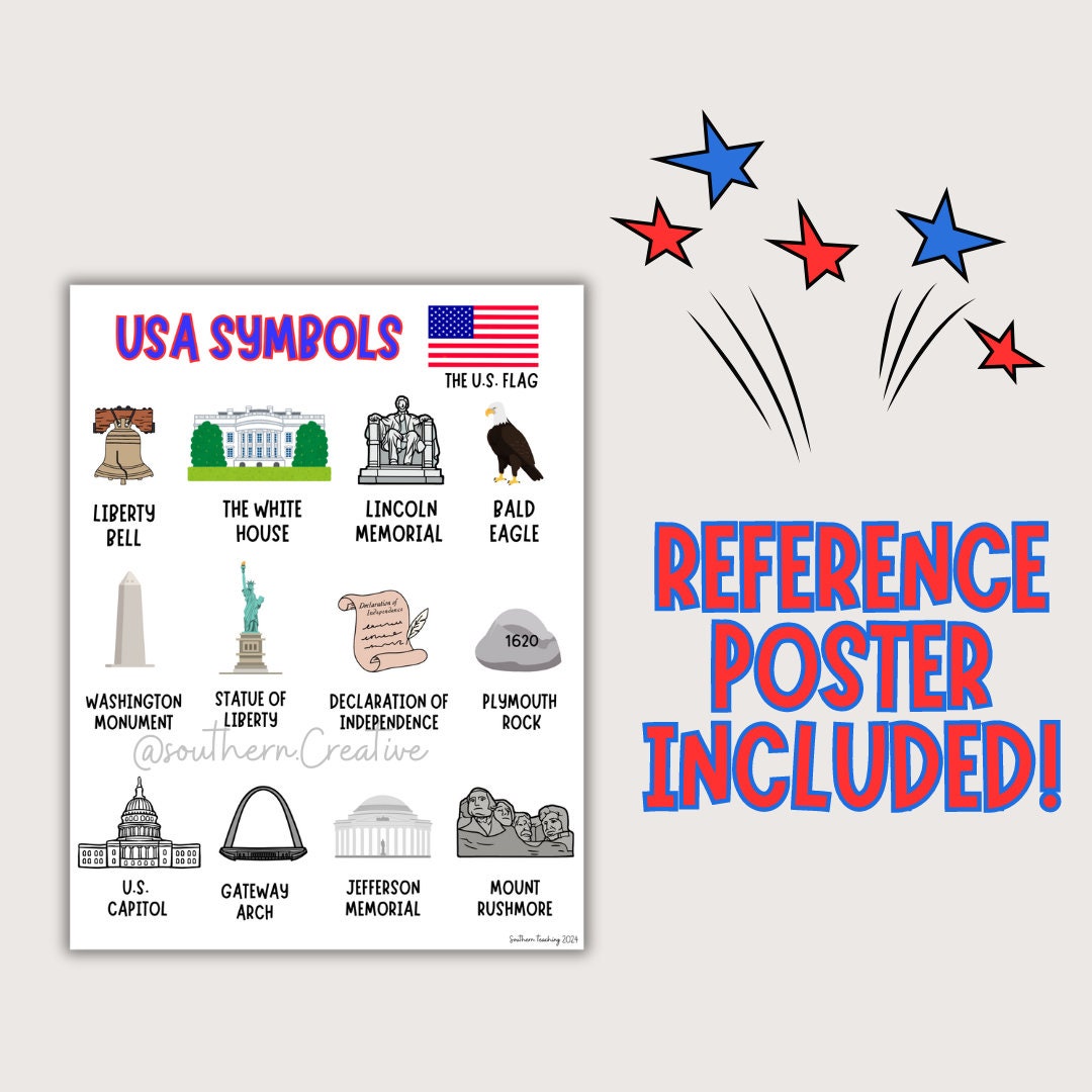 USA Symbols Flashcards & Matching Learning - INSTANT PDF Download - Etsy