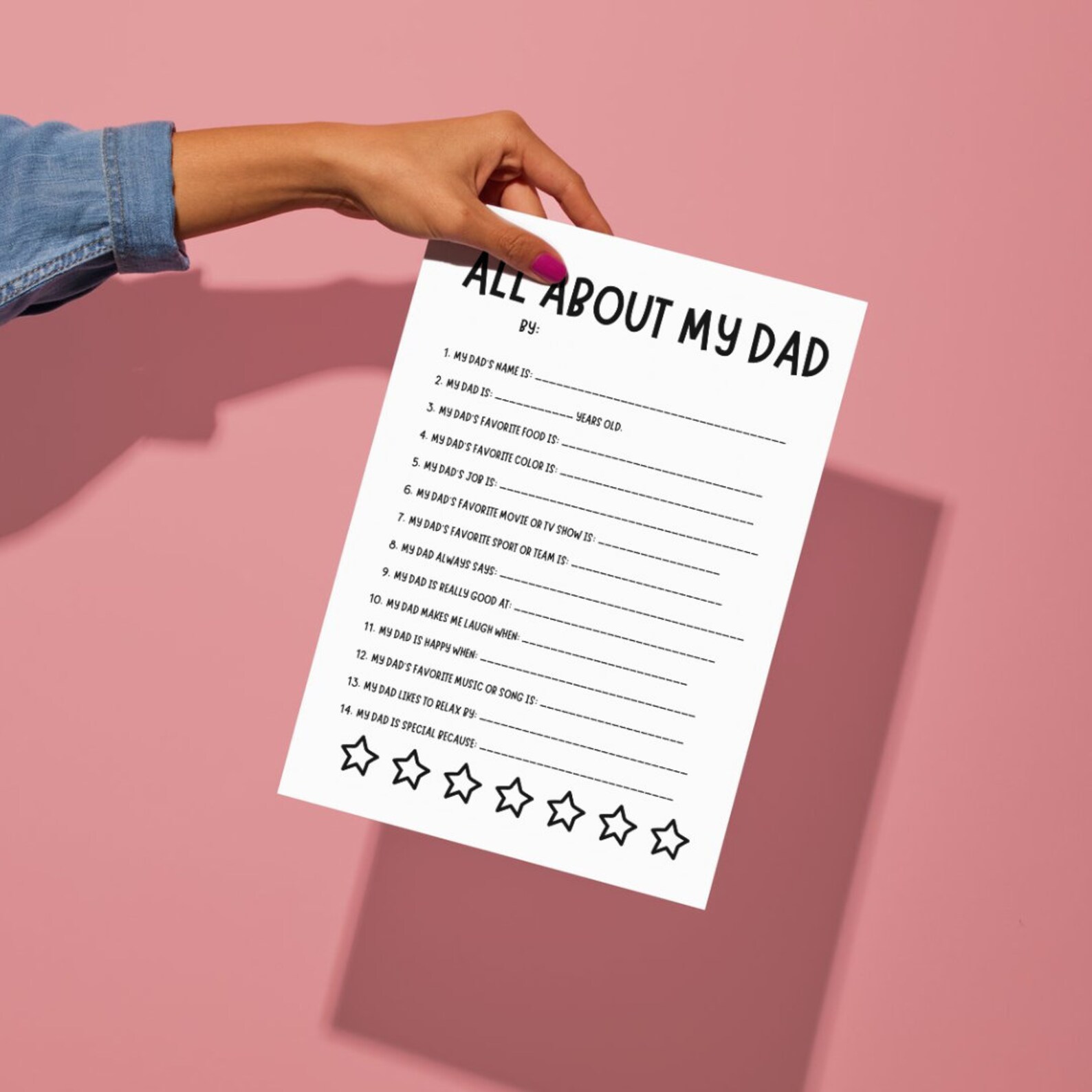 Father’s Day All About My Dad Information Sheet and Drawing, Instant ...