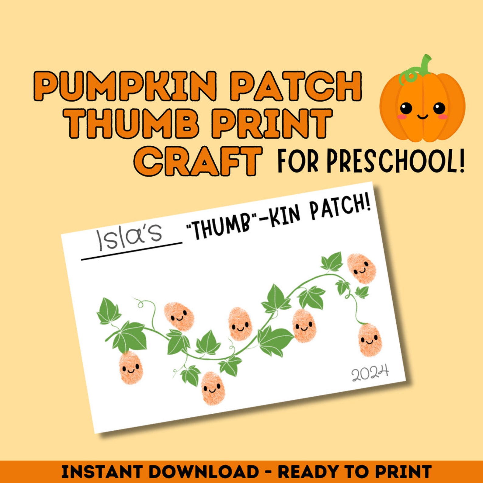 Instant Download - "thumpkin" Patch Craft - 8.5"x11" PDF for Kids ...