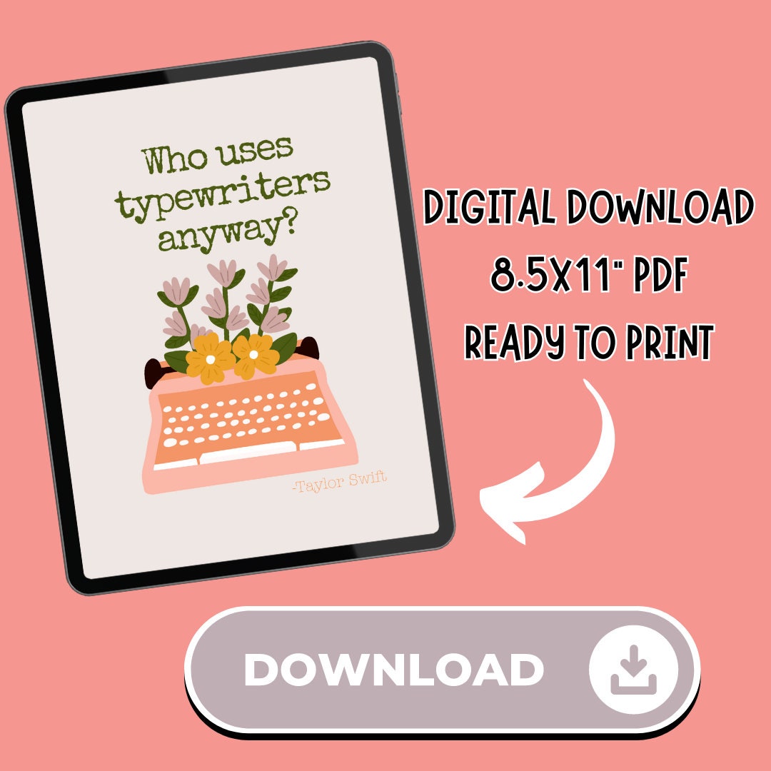 TTPD Who Uses Typewriters Anyway Taylor Swift Inspired Digital Print BW ...